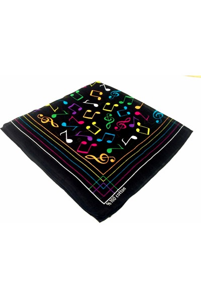 Krml Renkli Müzik Notalı Kare Bandana