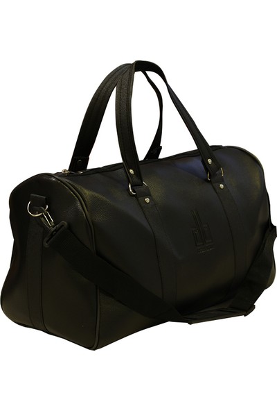 DB Seyahat ve Spor Çantası Suni Deri Siyah Siyah Fitilli