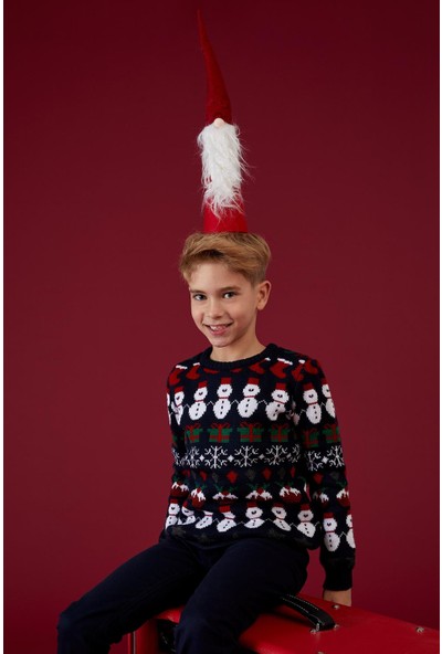 DeFacto Erkek Çocuk Bisiklet Yaka Yılbaşı Temalı Kardan Adam Figürlü Kazak S2777A620WN DeFacto Erkek Çocuk Bisiklet Yaka Yılbaşı Temalı Kardan Adam Figürlü Kazak S2777A620WN