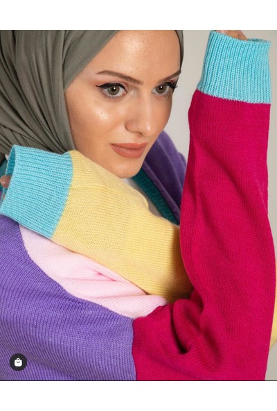Moda Meray Renkli Bloklu Hırka Moda Meray Renkli Bloklu Hırka