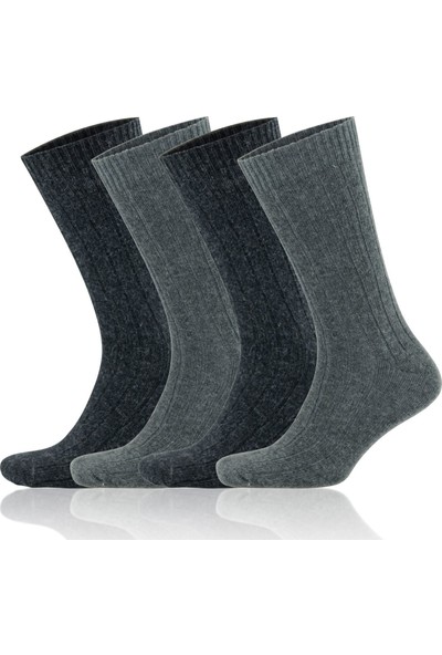 Go With Alpaka Doğal Yün İnce Örgü Gri Antrasit Soft Yün Çorap 4 Çift Go With Alpaka Doğal Yün İnce Örgü Gri Antrasit Soft Yün Çorap 4 Çift