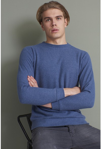 Tena Moda Erkek 203-Mavi Bisiklet Yaka Basic Sweatshirt Tena Moda Erkek 203-Mavi Bisiklet Yaka Basic Sweatshirt