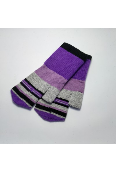 Esin Kadın Lambswool (Kuzu Yünü) Likralı Tek Parmak Renkli Eldiven Lila