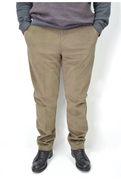 Klasik Orta Yaş Üstü Fitilli Likralı Kadife Pantolon