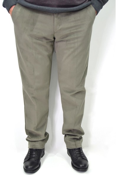 Klasik Orta Yaş Üstü Fitilli Likralı Kadife Pantolon