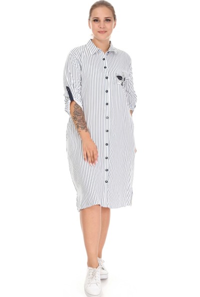 Zerotantik Taşlı Çiçek Nakışlı Büyük Beden Tunik Elbise Beyaz Zerotantik Taşlı Çiçek Nakışlı Büyük Beden Tunik Elbise Beyaz