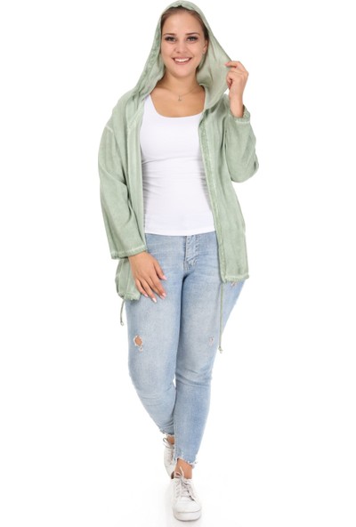 Zerotantik Sırtı Pullu Yıldız Işleme Yıkamalı Mont Haki