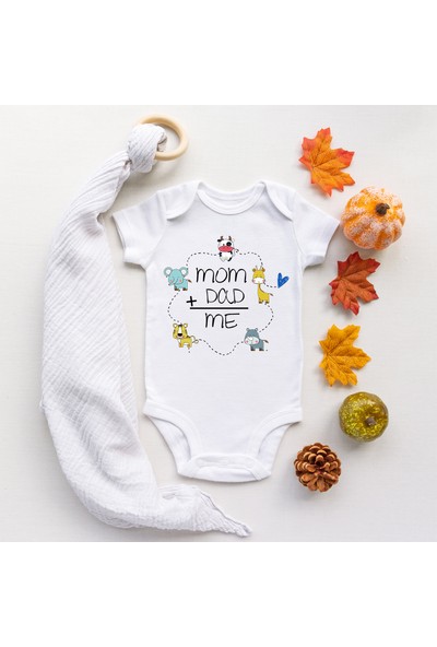 Happy Onesie Co Mom Dad Me Hayvancıklı Çıtçıtlı Bebek Body
