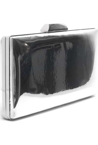 N Trend Gümüş Aynalı Askılı Abiye Clutch Çanta
