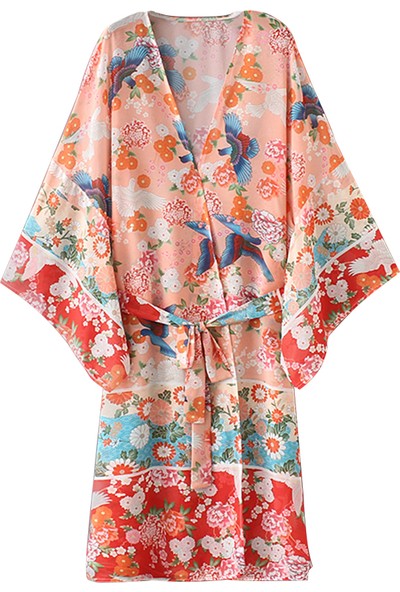 Buyfun Kadın Şifon Kimono Çiçek Baskı Uzun Kollu Pareo - M - Turuncu (Yurt Dışından) Buyfun Kadın Şifon Kimono Çiçek Baskı Uzun Kollu Pareo - M - Turuncu (Yurt Dışından)