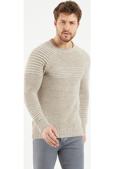 Tarz Cool Erkek Krem Triko Kazak -TRZCM28888R07