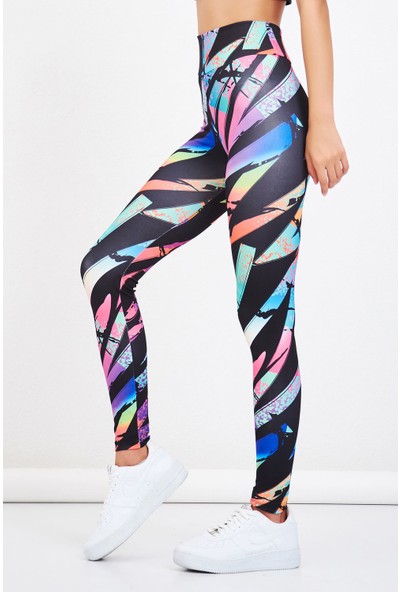 Mossta Yüksek Bel Dijital Baskılı Sporcu Tayt