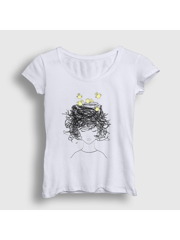 Tisort.ist Beyaz Birds on my Head Kadın Tişört Fiyatı