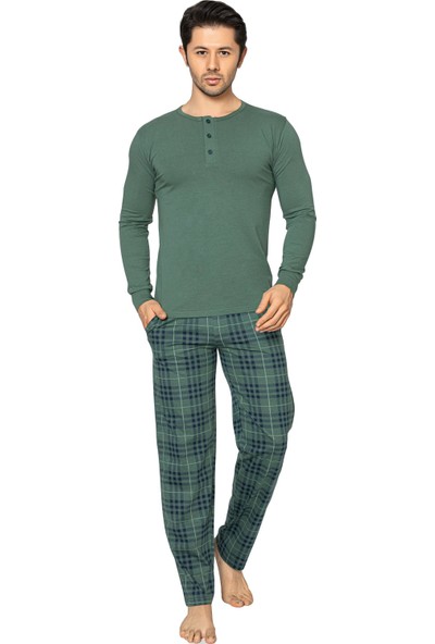 Aydoğan Yeşil Pamuklu Modal Uzun Kollu Yeni Yıl Erkek Pijama Takımı ART810 Aydoğan Yeşil Pamuklu Modal Uzun Kollu Yeni Yıl Erkek Pijama Takımı ART810