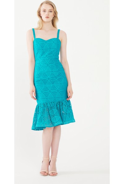 adL Kadın Etek Ucu Volanlı Elbise