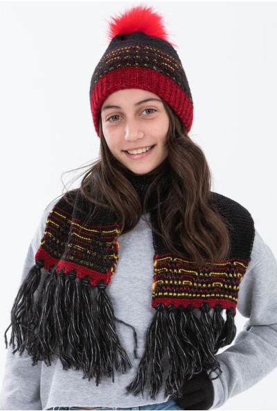Forum Fashion Renkli Ponponlu Kız Çocuk Atkı Bere Eldiven Takımı Forum Fashion Renkli Ponponlu Kız Çocuk Atkı Bere Eldiven Takımı
