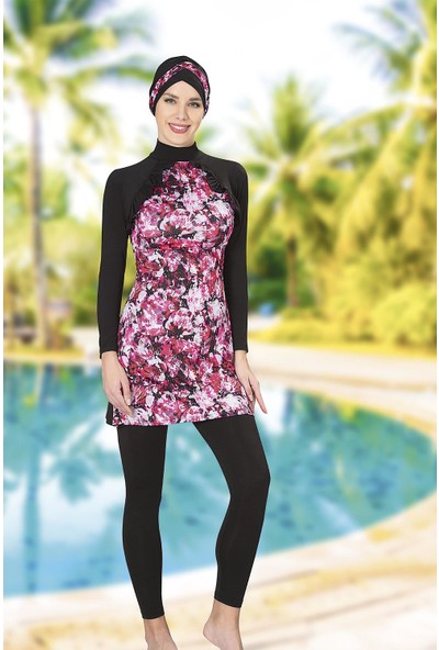 Forum Fashion Ladytes Tam Kapalı Desenli Tesettür Mayo