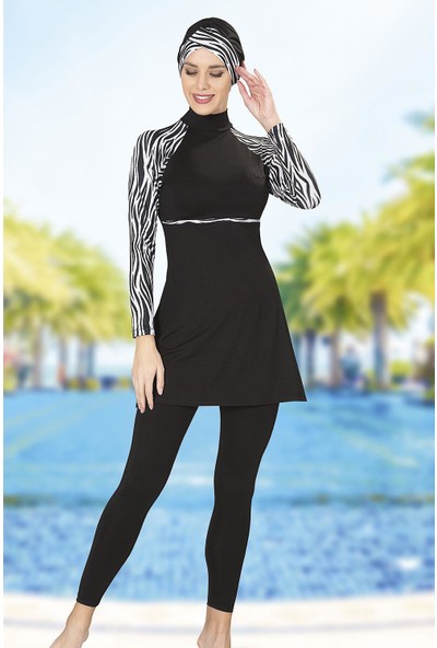 Forum Fashion Ladytes Tam Kapalı Desenli Tesettür Mayo