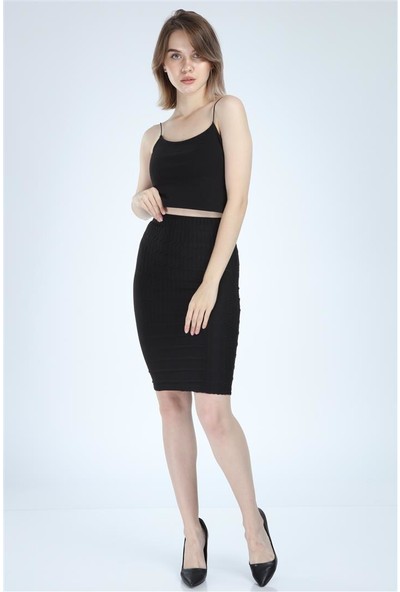 Meissa Fashion Kadın Siyah Kalem Etek