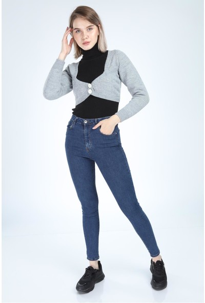 Meissa Fashion Kadın Açık Gri Bolero