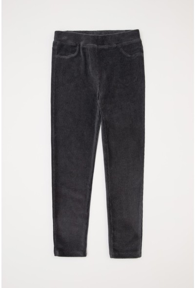 DeFacto Kız Çocuk Slim Fit Bilek Boy Kadife Tayt H6991A620AU