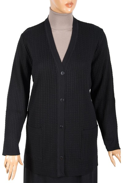 Hesna Armağan Triko Düğmeli Siyah Ceket Hesna Armağan Triko Düğmeli Siyah Ceket