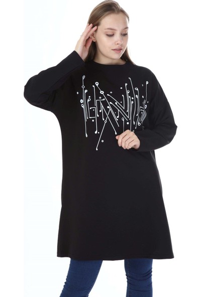 Işşıl 4454-HAREKETLI Spor Sweatshirt-Tunik Siyah-L Işşıl 4454-HAREKETLI Spor Sweatshirt-Tunik Siyah-L