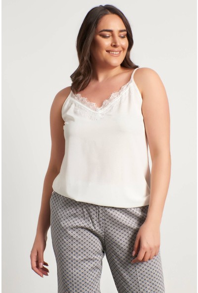Myline Dantelli Ip Askılı Bluz