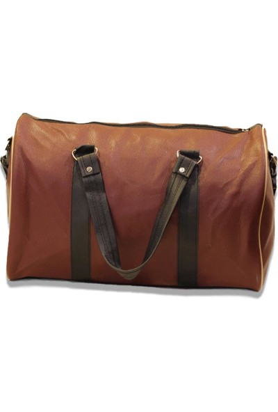 DB Seyahat ve Spor Çantası Suni Deri Bordo Krem Fitilli