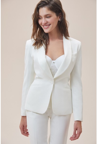 Dar Kesim Krep Kumaş Gelin Smokin Ceket Dar Kesim Krep Kumaş Gelin Smokin Ceket