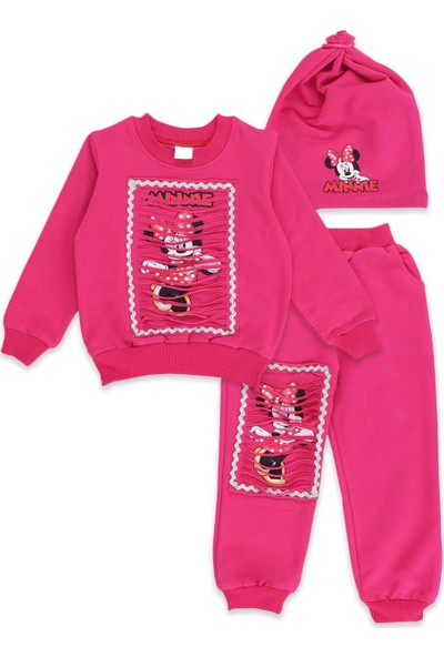 Minnie Mouse Kız Çocuk Fuşya Minnie Mouse Lazer Kesim Eşofman Takımı Minnie Mouse Kız Çocuk Fuşya Minnie Mouse Lazer Kesim Eşofman Takımı
