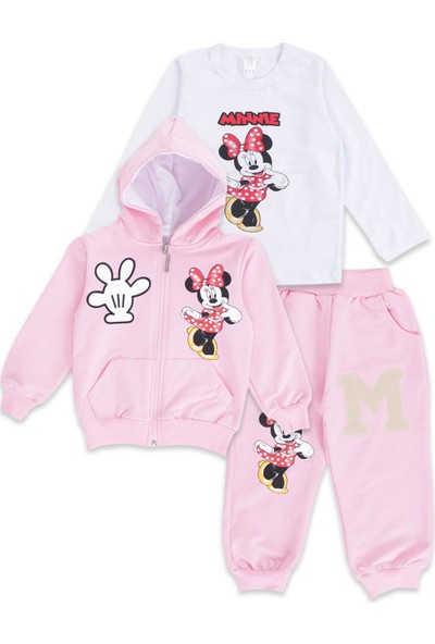 Minnie Mouse Kız Çocuk Pembe Minnie Mouse Kapüşonlu Eşofman Takımı Minnie Mouse Kız Çocuk Pembe Minnie Mouse Kapüşonlu Eşofman Takımı