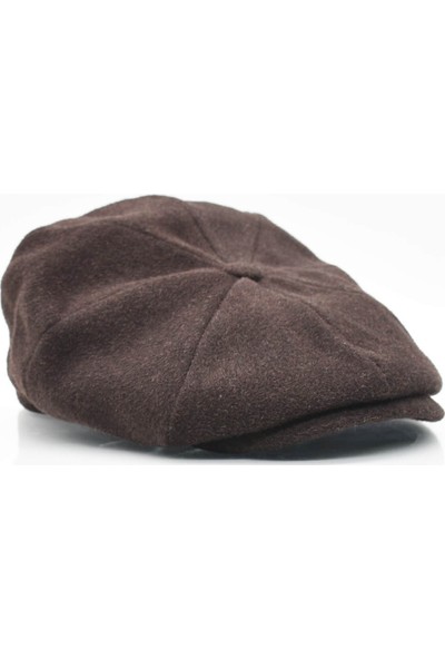 Külah İtalyan Kasket Erkek Şapka Kaşmir Yün Kep-Kahve