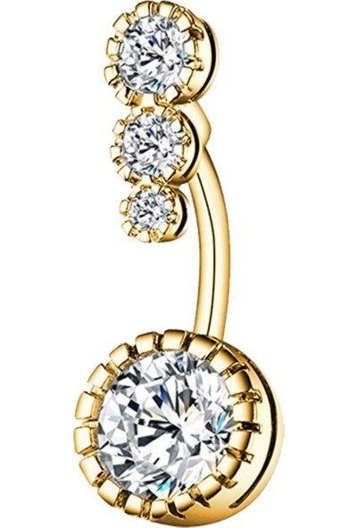 Chavin Dört Sıra Taşlı Gold Göbek Piercing ED05SR