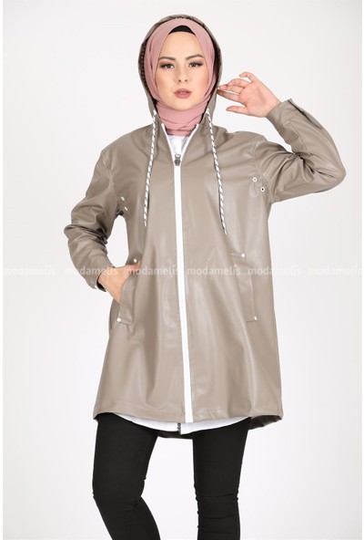 Vamelya Deri Trençkot Vizon