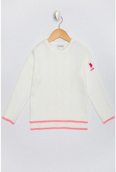 U.S. Polo Assn. Kız Çocuk Beyaz Triko Kazak 50224468-Vr156