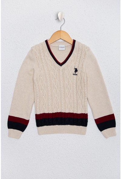 U.S. Polo Assn. Erkek Çocuk Beyaz Triko Kazak 50229659-Vr159