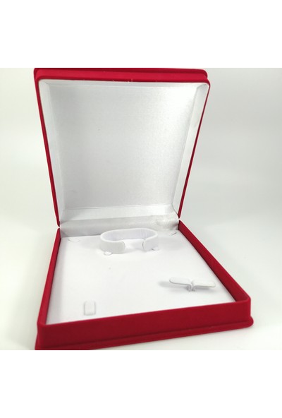 Özer Kutu Kadife Kırmızı Büyük Kare Set Kutusu