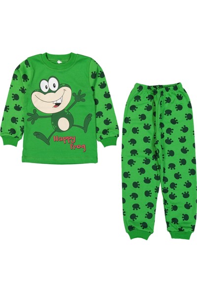 Matrak Bebek Happy Kurbağa Baskılı Çocuk Pijama Takımı
