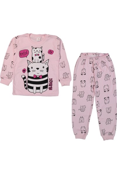 Matrak Bebek Hello Kediler Çocuk Boy Kız Pijama Takımı