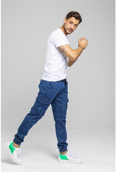 Shoppingdimoda Electra Mavi Kargo Denim Pantolon