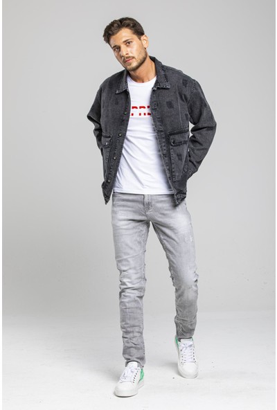 Shoppingdimoda Electra Antrasit Kapaklı Cep Kot Ceket