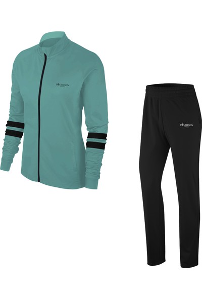 Poseidon Storm Kadın Su Yeşili Günlük Sporcu Eşofman Takımı S-3xl Siyah Iki Bant - M3