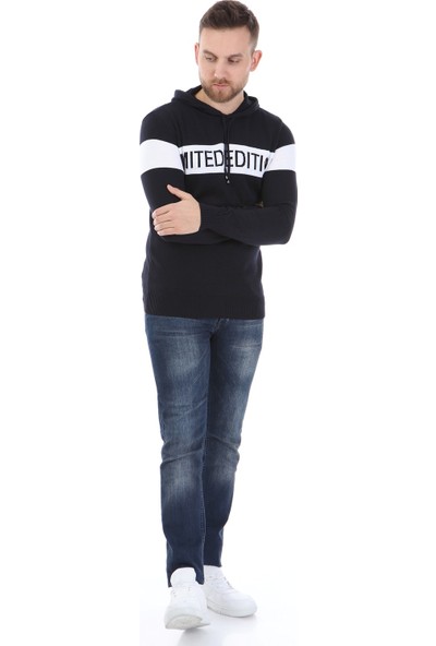 Lee Ecosse Lacivert Kapüşonlu Ince Triko Erkek Kazak