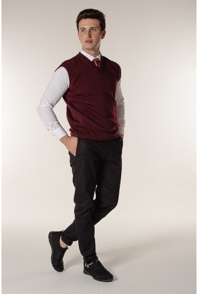 Mert Giyim Bordo Erkek Süveter V Yaka