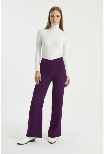 Accort W2-311 Krep Kadın Pantolon - Mürdüm Accort W2-311 Krep Kadın Pantolon - Mürdüm
