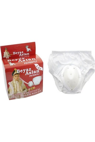 Lüx Beyaz 5-8 Yaş Aslan Arabalı Kasık Koruyucu Takılabilen Sünnet Külodu