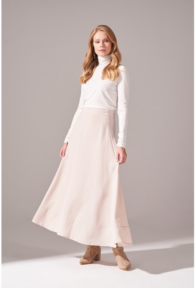 Mizalle Krep Salaş Etek (Bej)