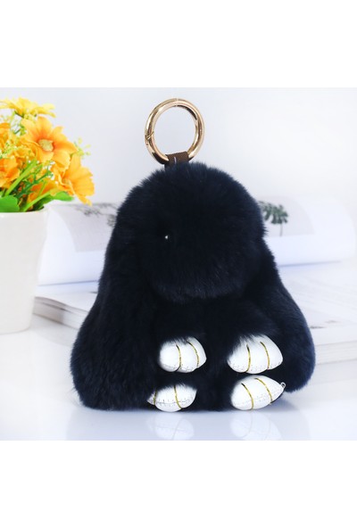 Elifeshop ES1014 Suni Kürklü Peluş Tavşan Anahtarlık & Kadın Çanta Aksesuarı 18 Cm.