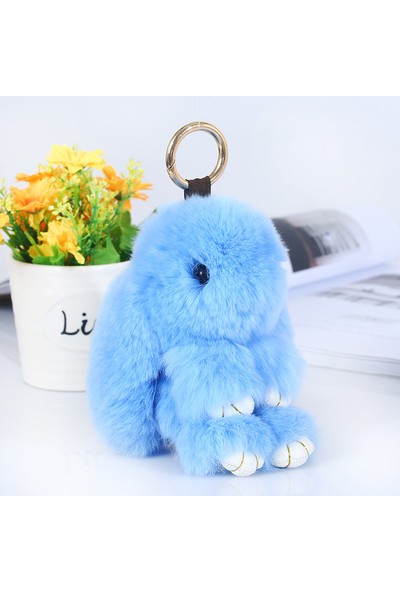 Elifeshop ES1014 Suni Kürklü Peluş Tavşan Anahtarlık & Kadın Çanta Aksesuarı 18 Cm.